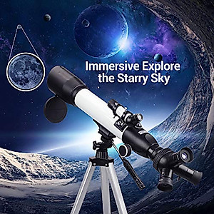 [Upgraded] Telescope, Astronomy Telescope for Adults, 60mm Aperture 500mm AZ Mount Astronomical Refracting Telescope for Kids Beginners with Adjustable Tripod, Phone Adapter, Nylon Bag