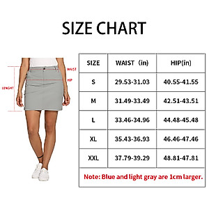 CQC Women's Outdoor UPF 50+ Golf Skort Casual Active Skirts Build-in Shorts with Pockets Gray M