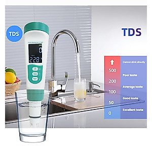 5-in-1 Voice Prompts Water Quality Tester for PH/TDS/EC/Salt/Temperature, with USB-Rechargeable, IP67 Digital pH Meter with Auto Calibration and VA for Hydroponics, Garden, Pool, Aquarium