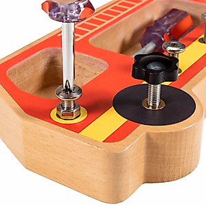 Montessori Screwdriver Set with Bolt Board. Toddler Tool Set with Real Tools for Kids Who Love Fire Truck Toys. Wooden Montessori Toys for 3, 4, 5 Year Olds. Fine Motor Toy for Preschool Learning.