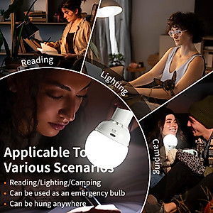 Rechargeable Light Bulbs, Battery Operated Light Bulb with Remote E26 LED Emergency Lightbulbs Warm White CCT with Timer Dimmable for Wall Wireless Sconce, Power Outage, Home, Porch (2 Lightbulbs)