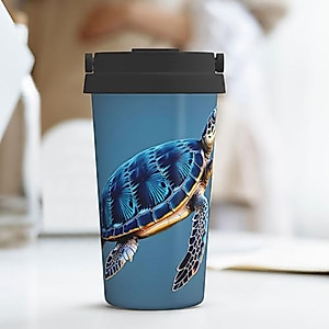 WANGZHAO Blue Sea Turtle pint Print Double Wall Stainless Steel Vacuum Insulated Tumbler Cup Home Thermal Cup