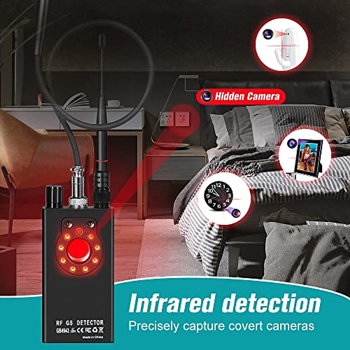 JMDHKK Hidden Camera Detector - 4-in-1 Anti-Spy Device for Privacy
