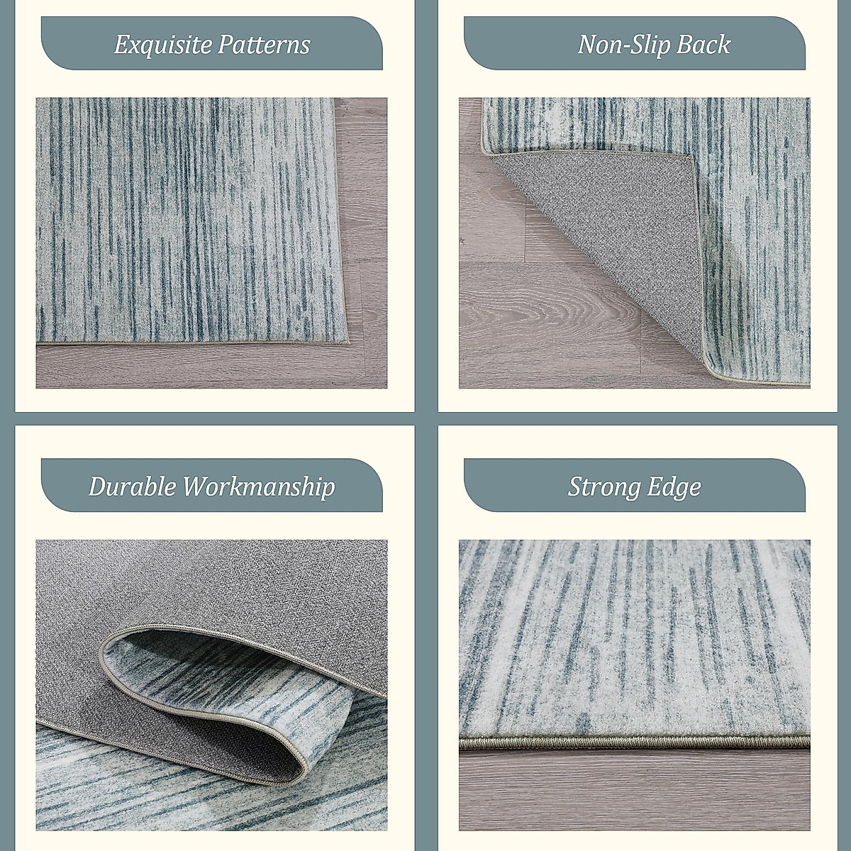 HOMBYS 9x12 Thickened Memory Foam Area Rug for Living Room Bedroom, Large Modern Abstract Floor Carpet for Indoor, Boho Home Deco Non-Shedding, Grey, Machine Washable