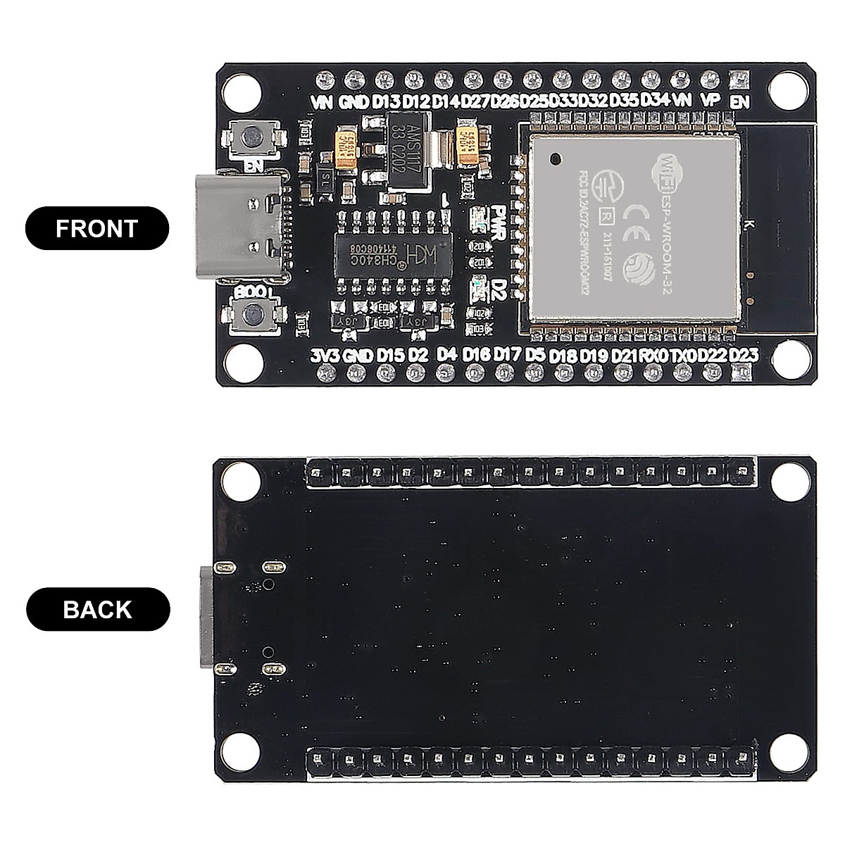 Type-C ESP32 ESP-32S Development Board 2.4GHz Dual-Mode WiFi Bluetooth Dual Cores Microcontroller Processor Integrated with ESP32s Antenna RF AMP Filter AP STA for Arduino IDE (3pcs Type-C ESP32)
