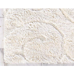 Unique Loom Shag Collection Modern Soft & Plush Textures with Floral Vine Design Area Rug, 5 ft x 8 ft, Ivory
