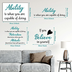3 Sheets Vinyl Wall Quotes Stickers,Inspirational Saying Wall Decals Ability Motivation Attitude Quotes Stickers for Home Office School Classroom Teen Dorm Room Wall