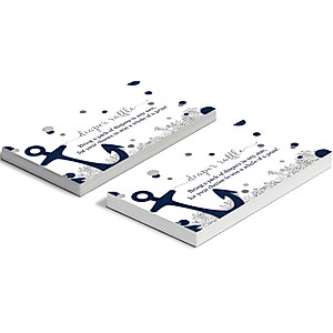 Paper Clever Party Nautical Diaper Raffle Tickets (25 Pack) Boys Baby Shower Games - Invitation Insert - Fill-In Cards for Prize Drawing Activity - Navy and Silver - 2x4 Size Set