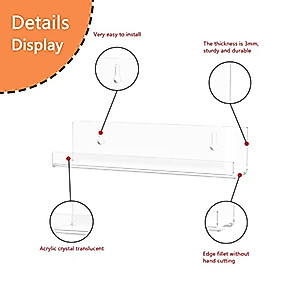 Hexsonhoma 7 Inch Clear Acrylic Record Shelf Set of 6, Record Wall Display, Vinyl Record Holder CD Rack, 6 Pack