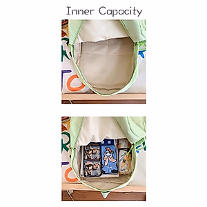 JHTPSLR Preppy Backpack with Plushies Cute Aesthetic Backpack Solid Kawaii Backpack Waterproof Laptop Backpack Casual Daypack (Black)