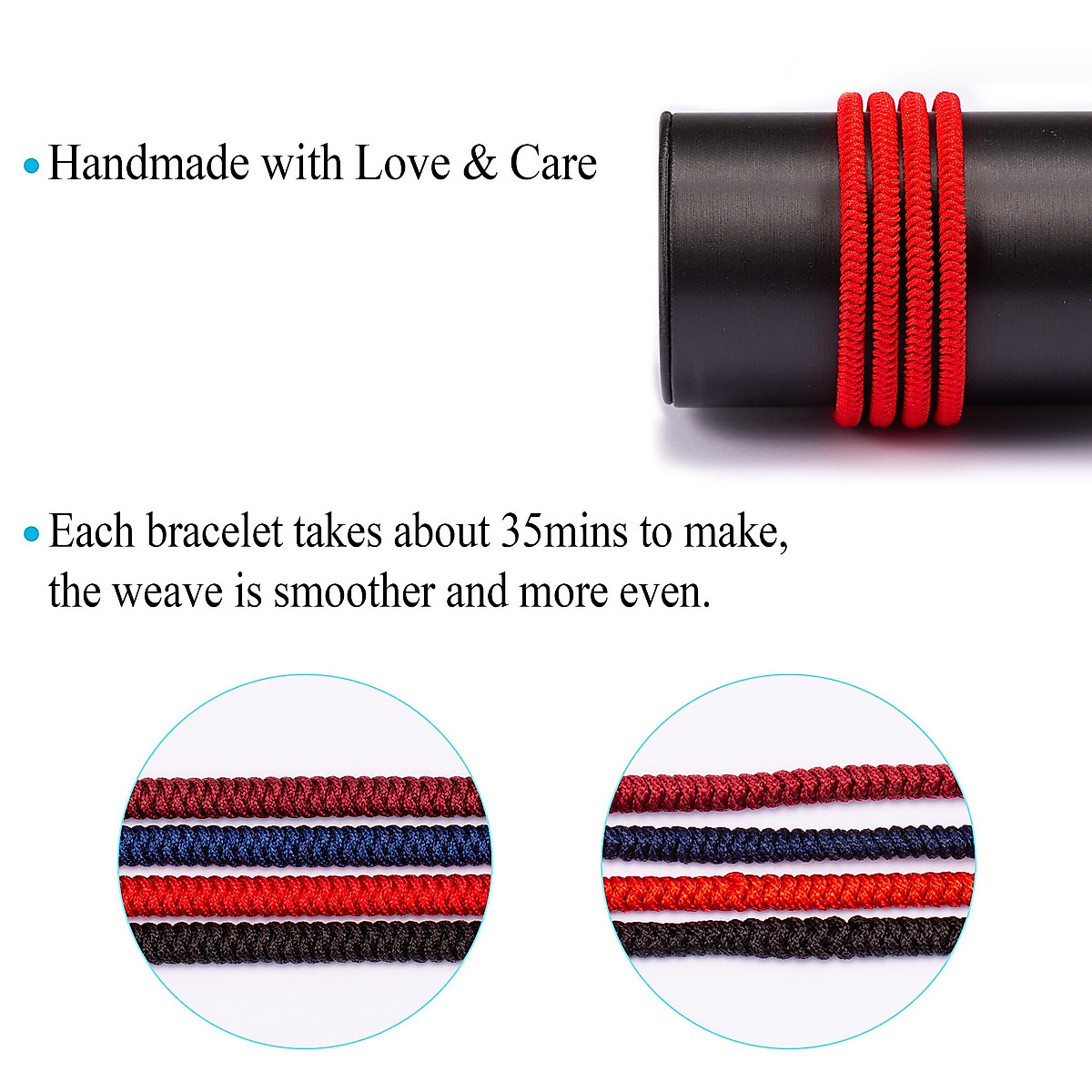 ASEWIHA Tibetan Lucky Red String Woven Bracelet for Protection Men Women Good Luck Red Thread Bracelet Handmade Knots Red Black Cord Rope Bracelet Adjustable,E