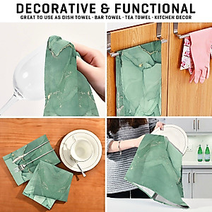 Kigai Kitchen Dish Towels Abstract Marble Mint Green Soft Tea Towel Set of 6 Absorbent Dishcloths Hand Towels for Dish Clean Cloth 28" x 18"