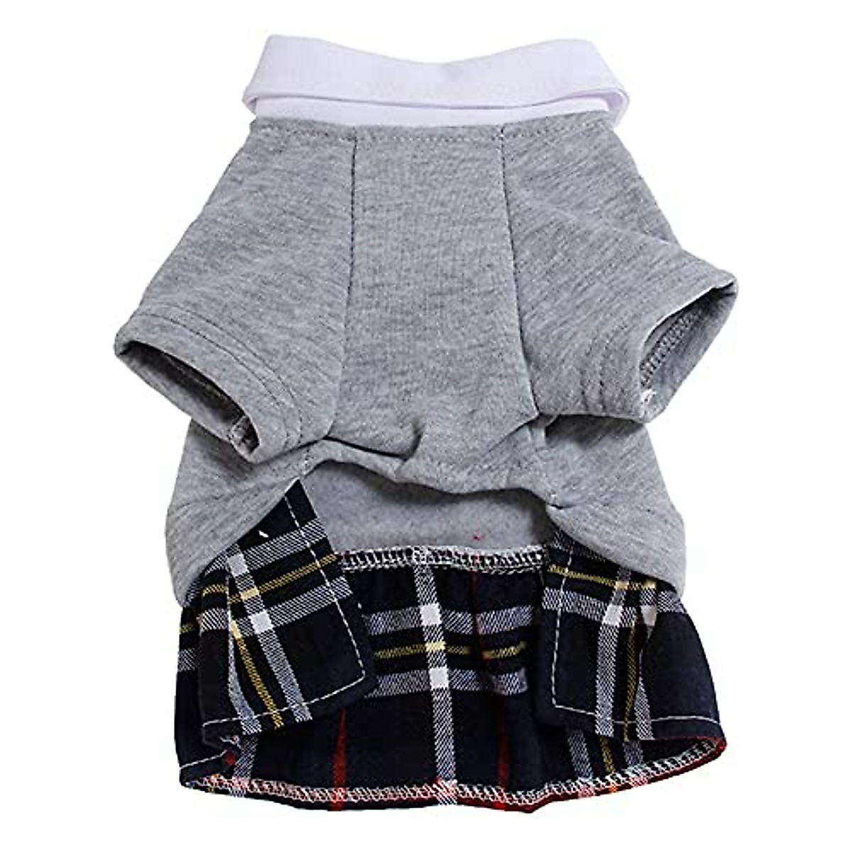 KINDD Pet Clothing Clothes for Dogs Campus Style Lovers Outfit Small Dog Puppy Plaid Dog Dress Hoodie Sweatshirts Pet Clothes, Grey for gril, XL
