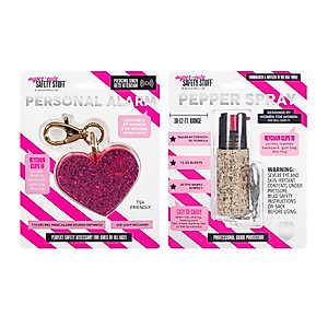 super-cute Self Defense Kit - Professional Grade, Maximum Strength Pepper Spray with UV Marking Dye & Personal Safety Alarm - Pink & Rose Gold