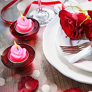 TecUnite 12 Pieces Valentine's Day Rose Tealight Candles Handmade Delicate Rose Flower Candles for Valentine Spa Party Wedding Gift Home Decor(Pink)