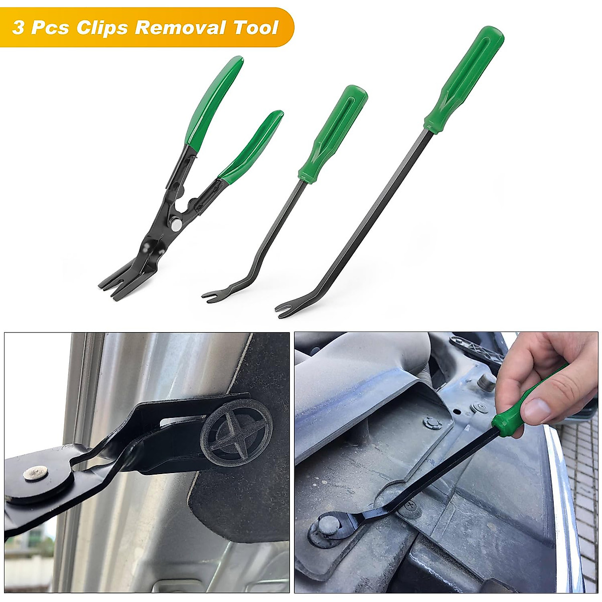 GOOACC 19Pcs Trim Removal Tool Set Panel Fastener Clips Removal Automotive Plastic Upholstery Pliers Removal Install Removal Car Tool with Storage Bag for Trim Panel Audio Clip Pliers Terminal-Green