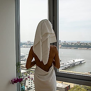 Mosobam 700 GSM Hotel Luxury Bamboo Viscose-Cotton, Bath Towels 30X58, Allure Blue, Set of 4, Oversized Turkish Towels