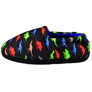 Big Kids Boy's Warm Plush Indoor Slippers with Soft Memory Foam Slip-on Slippers Size 1-2 US Black