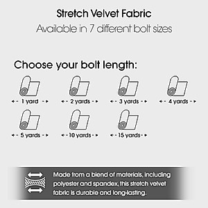 Pico Textiles 2 Yards Bolt - Navy Stretch Velvet Fabric - Sold by The Bolt - Variety of Colors - Ideal for Sewing Apparel, Dresses, Skirts, Costume and Craft