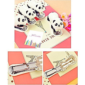 1 Pack Mini Panda Desktop Stapler for 10 Sheets Capacity with 1000 Pcs No.10 Staples for Paper Clips Staplers for Desk for Friends and Children(Panda)