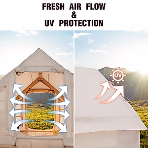 Moon Lence Glamping Winter Inflatable Camping Tent for 4-6 Person, All-Season Waterproof/Windproof Self-Supporting Air Tents, Easy Setup Cabin Camping Tent with 4 Mesh Windows & 2 Doors