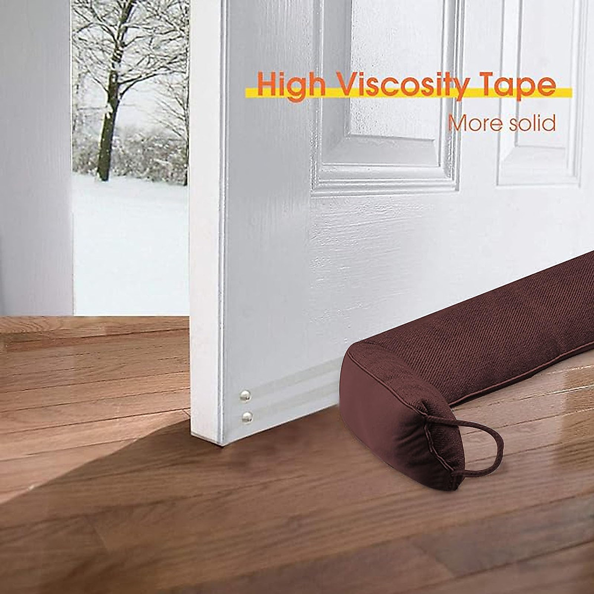 YOOGO Door Draft Stopper,38 Inch Door Draft stoppers for Bottom of Door,Waterproof Weight Duty Under Door Noise Cold Air Light Blocker,Machine Washable Brown Door Snake