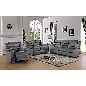 Lexicon Farren Fabric Manual Double Reclining Sofa, Gray