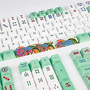 Mahjong Style PBT Dye-sub Keycaps with Puller for 61/64/87/96/104 Keys GH60 RK61 Matrix Joke Custom Mechanical Gaming Keyboard