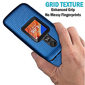 Case for Alcatel TCL Flip 2 Phone (2022), NakedcellPhone [Grid Texture] Slim Hard Shell Protector Cover for T408DL / TFALT408DCP - Cobalt Blue