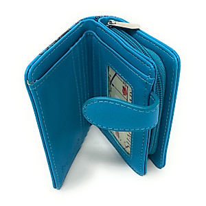 Shag Wear Wolf Paw Small Animal Wallet for Women and Teen Girls Vegan Faux Leather Light Blue 4.5"