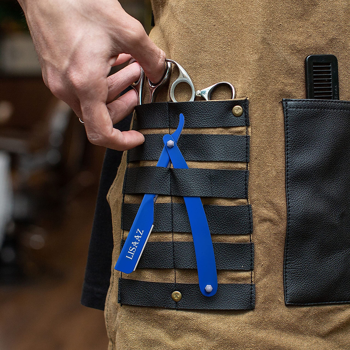 Lisaaz Straight Razors for men 10 Blades Black straight edge razor classic shaving razors for men professional stainless steel razor blades for men quality barber supplies navajas para barbero 4.8in