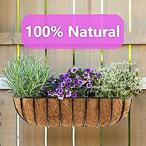 TigeJoy 2PCS 24'' Trough Coco Coir Liners Planter Replacement, 100% Natural Thick Coco Fiber Liner for Window Box Decks Garden Flower Pots, 24inch Half Moon Shape Coconut Liner Flower Boxes Outdoor…