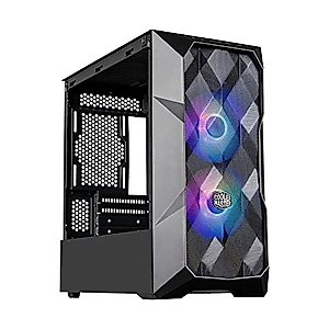 Cooler Master TD300 Mesh White Micro-ATX Tower with Polygonal Mesh Front ana Removable Top Panel, ARGB/PWM Hub Tempered Glass, Dual Sickleflow PWM ARGB Lighting Fans