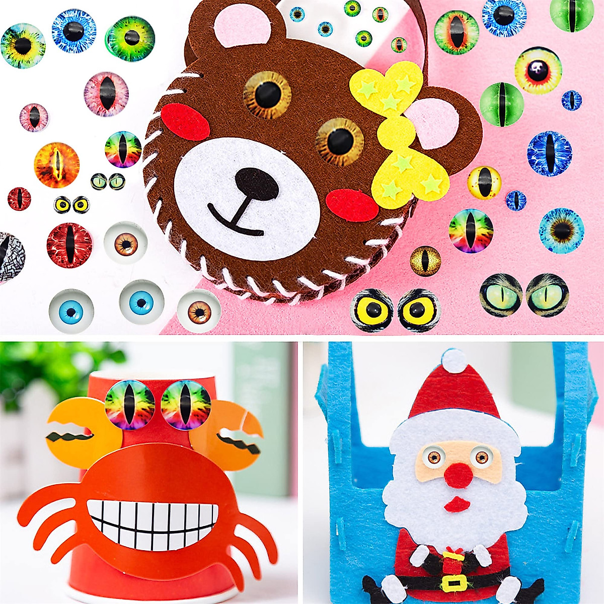 100PCS 10mm Self Adhesive Dragon Animal Googly Wiggle Eyes for DIY Sticker School Classroom Arts Crafts Decoration