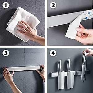 Magnetic Knife Holder Strip, YiiMO Magnet 16" Iron Utensil Stainless Steel UpTo 2kg Kitchen Tool Rack Pull Bar Adhesive Wall Mount