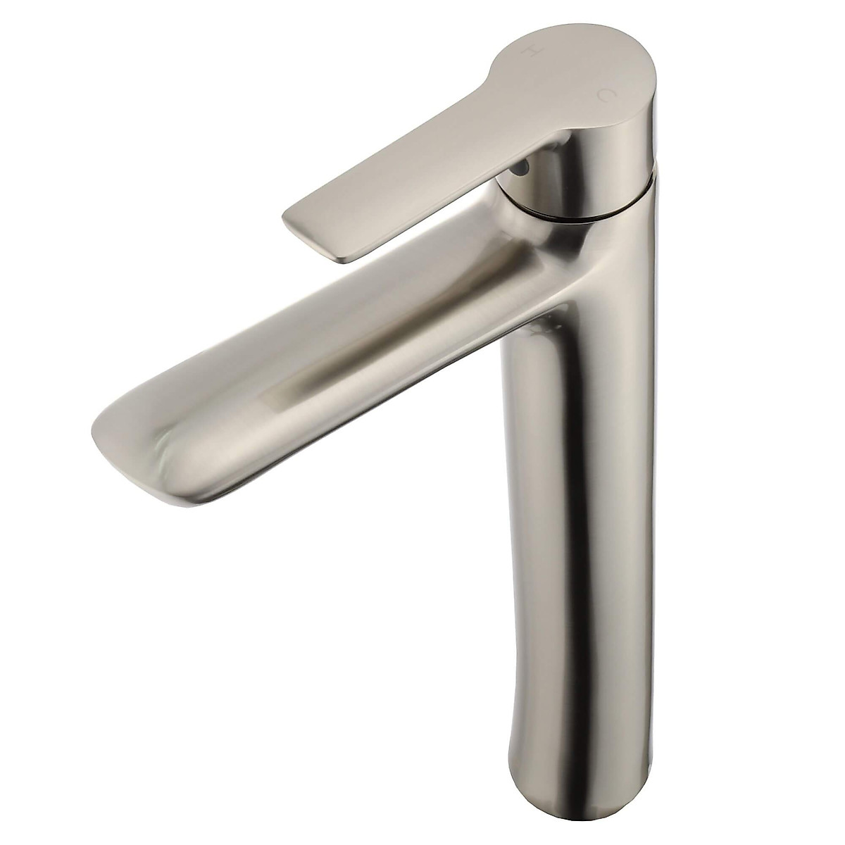 Fine Fixtures Round Single Hole Vessel Sink Bathroom Faucet, Satin Nickel