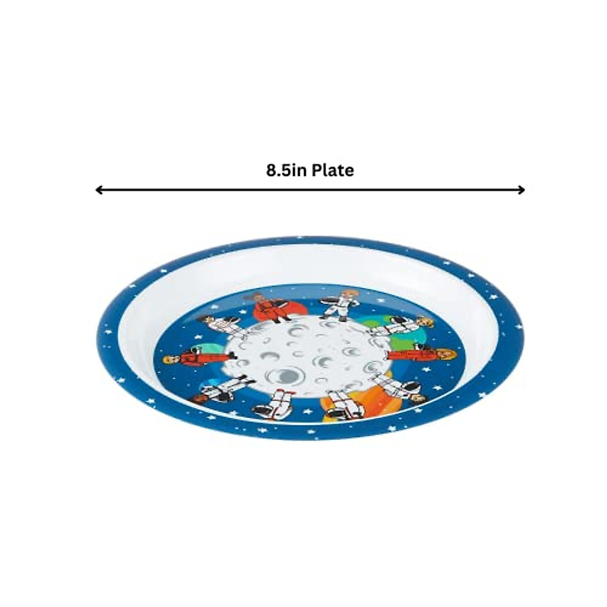 Colorfull Plates 3 Piece Kids Dinnerware Set, Space Themed, BPA-Free Melamine, Multicolor, Toddler Feeding Set