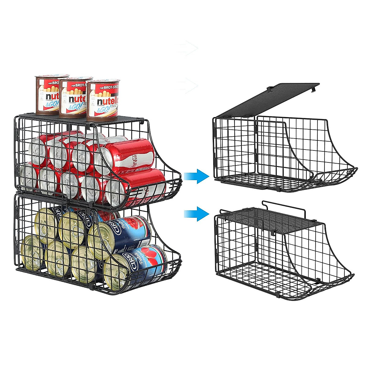 Soda Can Dispenser with Lid Stackable Can Organizer for Pantry Drink Dispenser for Refrigerator Canned Food Storage