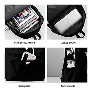Mitterm Black Backpack Travel Work Laptop Backpack for Women Men Hiking Large Capacity Bag Fashion Lightweight Daypack for Business Work…