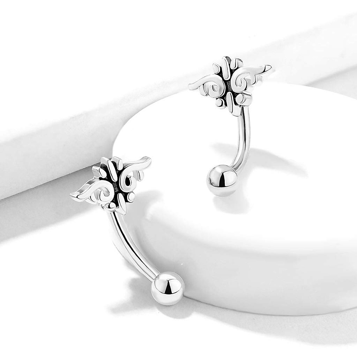 Amelia Fashion 16 Gauge Tribal Top Curved Barbell/Eyebrow Ring 316L Surgical Stainelss Steel (Steel)