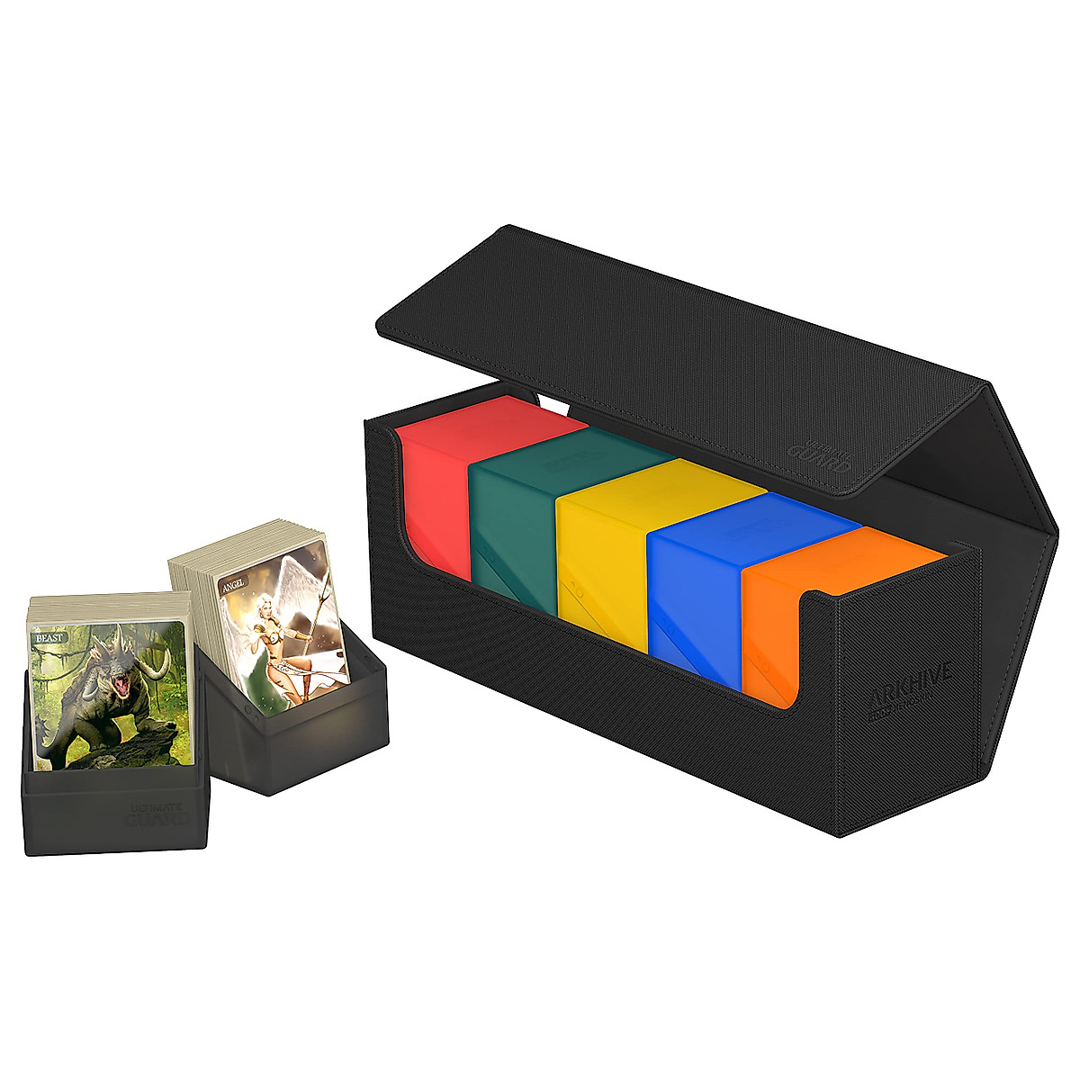 Ultimate Guard Arkhive 400+, Deck Case for 400 Double-Sleeved TCG Cards, Black, Compatible with Boulders, Magnetic Closure & Microfiber Inner Lining