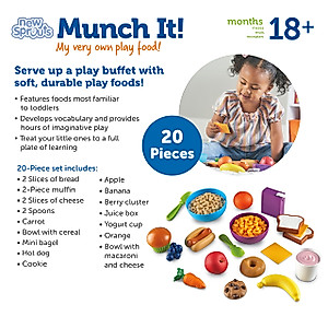 Learning Resources New Sprouts Munch It! Pretend Play Food, Develops Imaginative Play, Play Food for Toddlers, Picnic Play Food, 20 Pieces, Ages 18 Months +