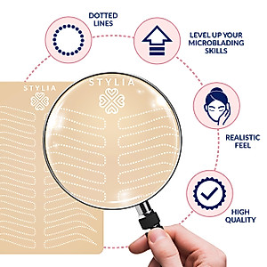 Stylia Microblading Practice Fake Skin Sheet for Eyebrow Tattoo, Fake Skin for Tattoo, Micro Blading Eye Brow Makeup, Tattoo Skin Practice Kit, Tattooing Supplies (5 White Double Sided +1 Bonus Black)