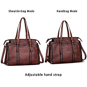 IVTG Genuine Leather Handbag for Women Vintage Handmade Top Handle Bag Crossbody Satchel (Coffee)
