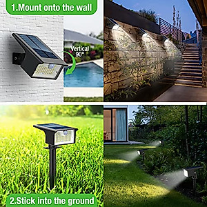 Nipify Solar Spot Lights Outdoor Motion Sensor, [6 Pack/62 LED]3 Modes Solar Landscape Spotlights Outdoor Waterproof, 2-in-1 Solar Lights Outdoor Wall Lights for Yard Garden Patio Pathway, Cool White