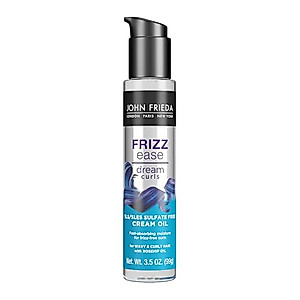 John Frieda Anti Frizz, Frizz Ease Dream Curls Cream Oil, Hydrating Hair Oil for Curly, Frizzy Hair, Nourishes Dry and Damaged Hair, 3.5 Fl Oz