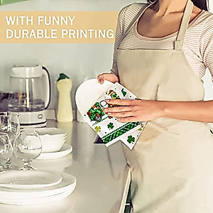 St Patricks Hand Towels Bathroom, Happy St. Patrick's Day Leprechaun Shamrocks Kitchen Towels 18”x28”, Gnomes Green Hat Irish Truck Dish Tea Towel Housewarming Gifts Decorations for Home Sets of 2