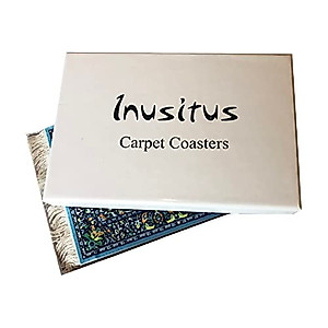 Carpet Coasters, Set of 4 Turkish Rug Style Table Drink mats, Absorbent Kitchen and Dining Accessories, Spill & drip Protection, Rectangular