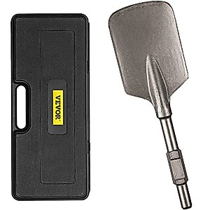 VEVOR Clay Spade Chisel Bit for Demolition Jack Hammer, Carrying Case, 17.1" x 5.3", 1-1/8", 40Cr Steel