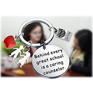 BAUNA School Counselor Keychain Counselor Gifts Behind Every Great School Is A Caring Counselor Gift for Principal Consultant (School Counselor Keychain)